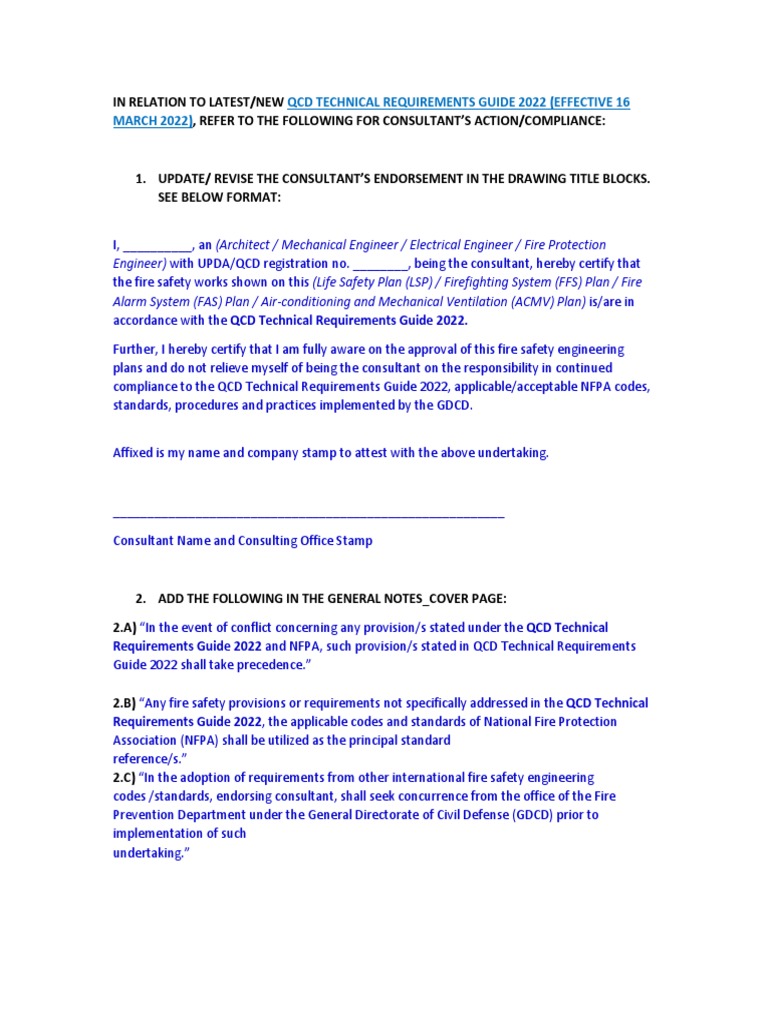 17) 9) QCD FF Fa Consultant+endorsement+and+general+notes+update | PDF