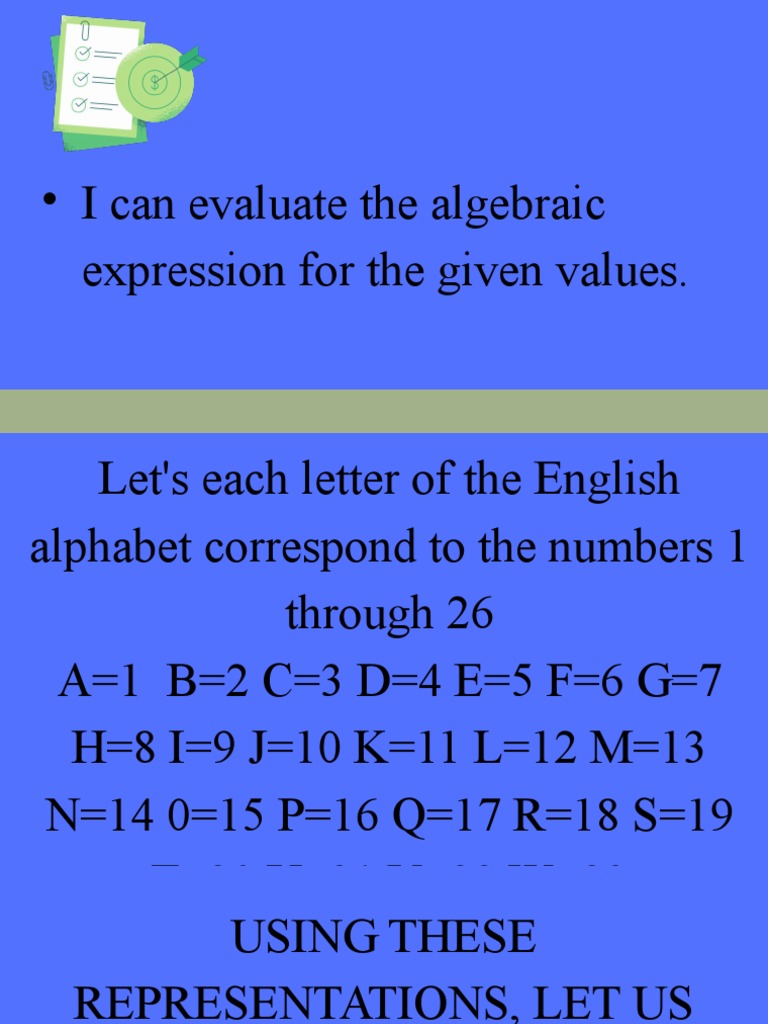 Evaluating Algebraic Expression | PDF
