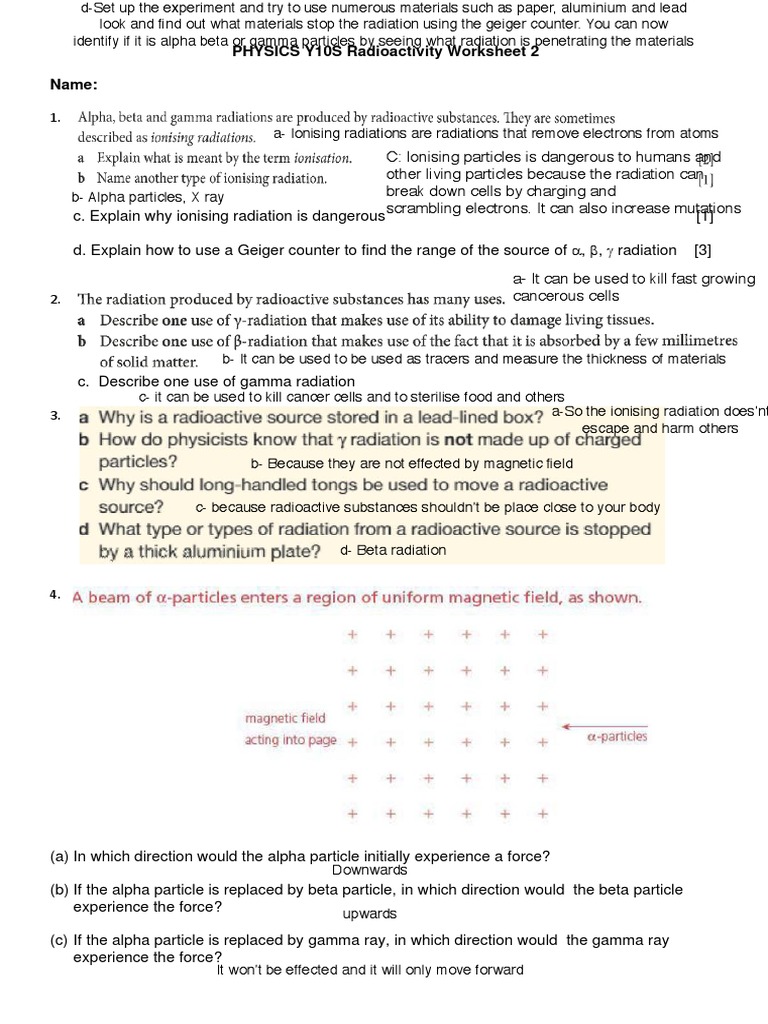 PHY10 SRadioactivity WS2 | PDF | Radioactive Decay | Ionizing Radiation