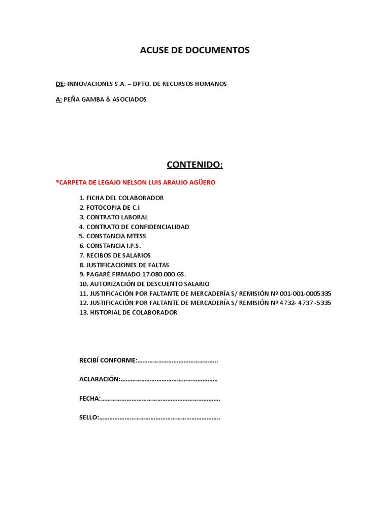 Acuse de Documentos | PDF