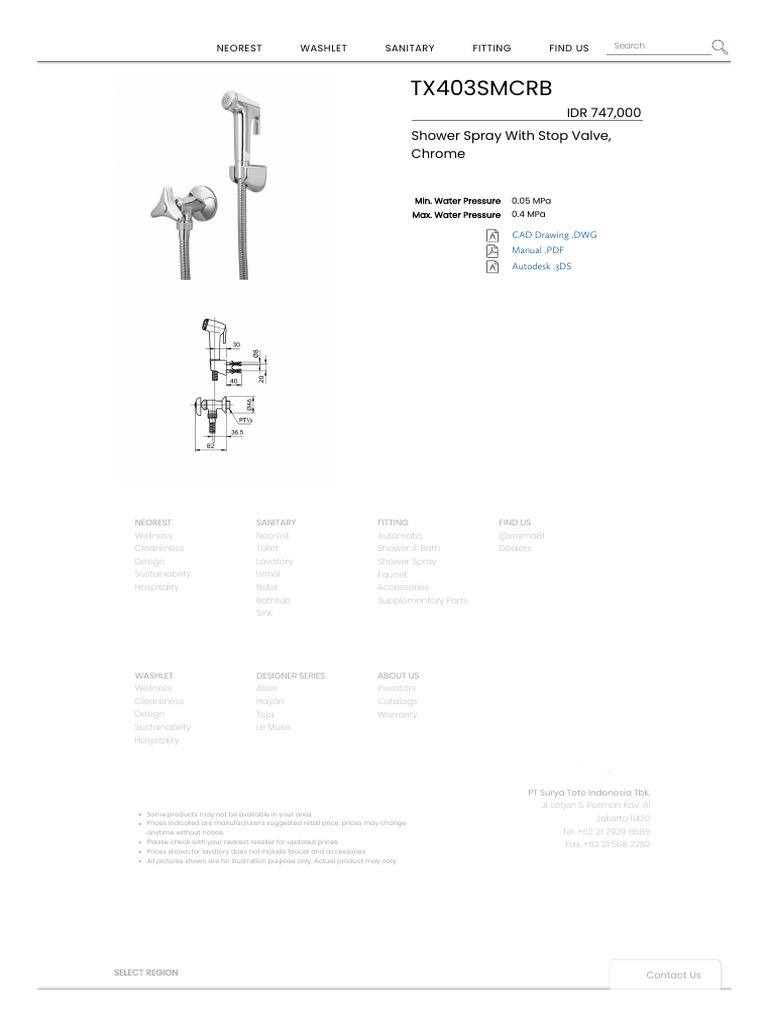 TX403SMCRB Chrome Shower Spray | PDF | Toilet | Shower