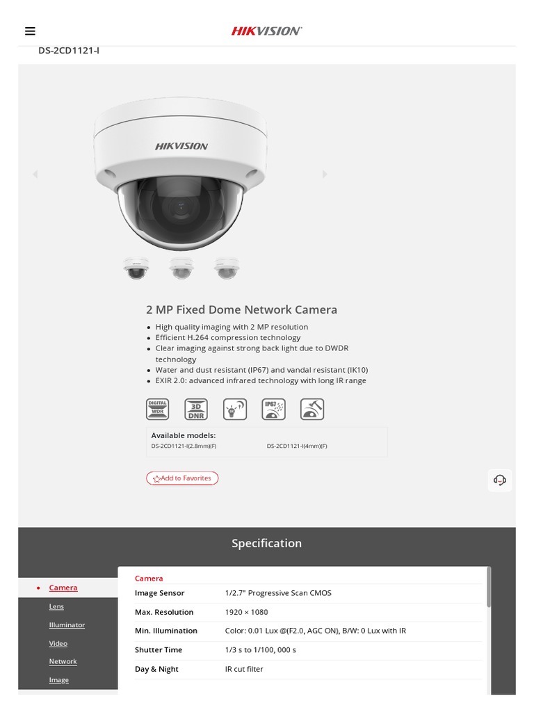 DS-2CD1121-I - Seri Value - Hikvision | PDF | Camera | Camera Lens