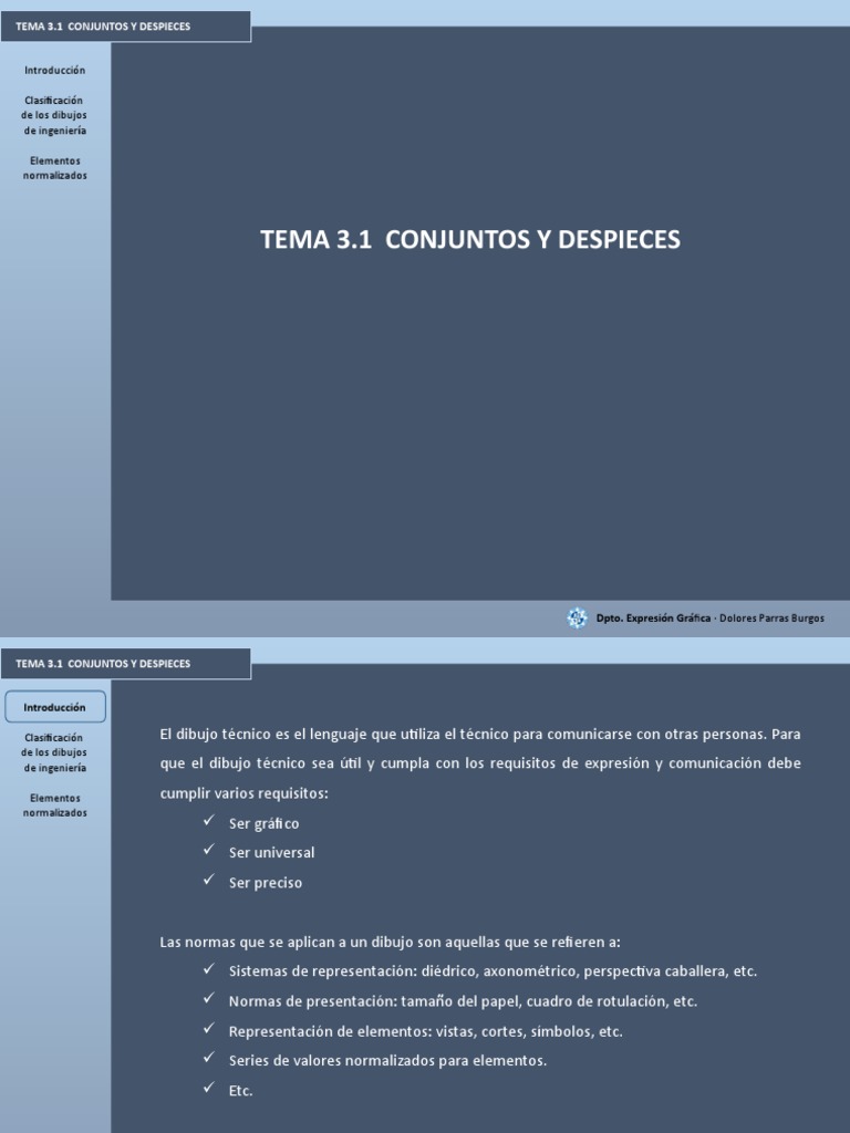 Tema 3-1 Conjuntos y Despieces | PDF | Dibujo | Dibujo técnico