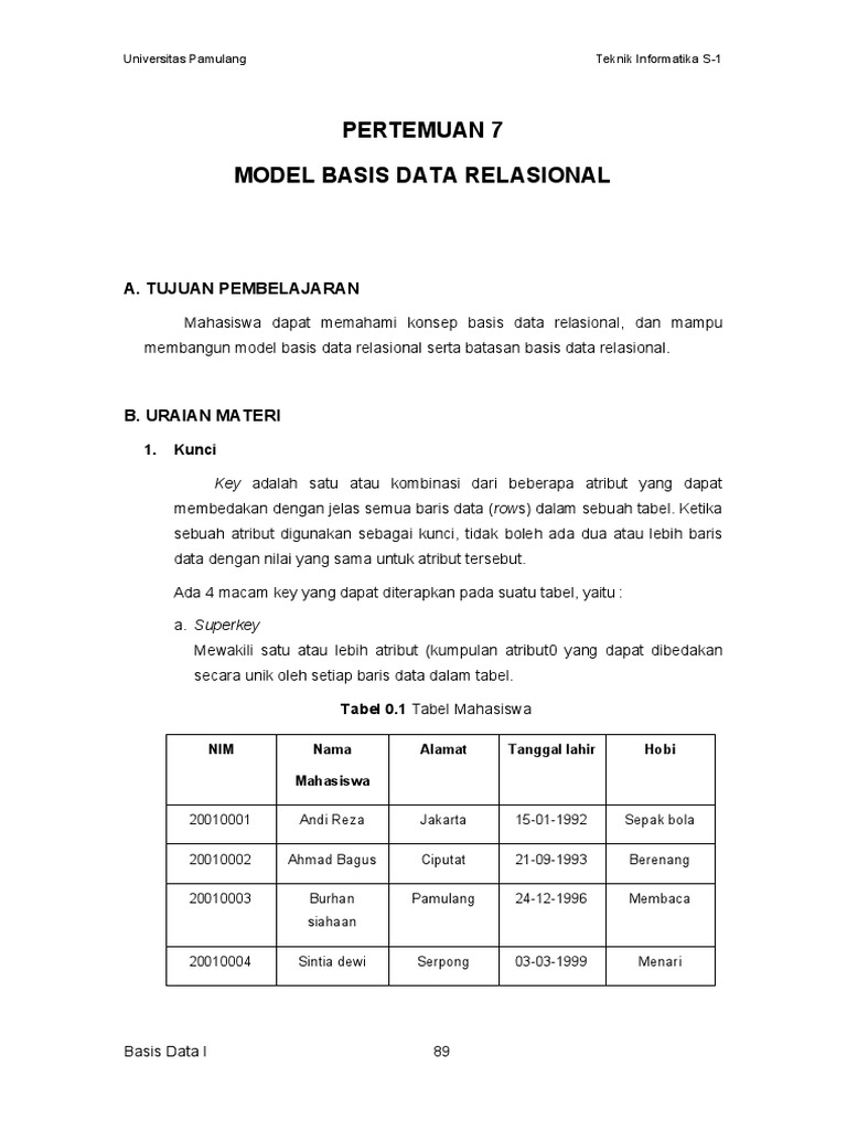TPL0302_07_MODEL BASIS DATA RELASIONAL | PDF