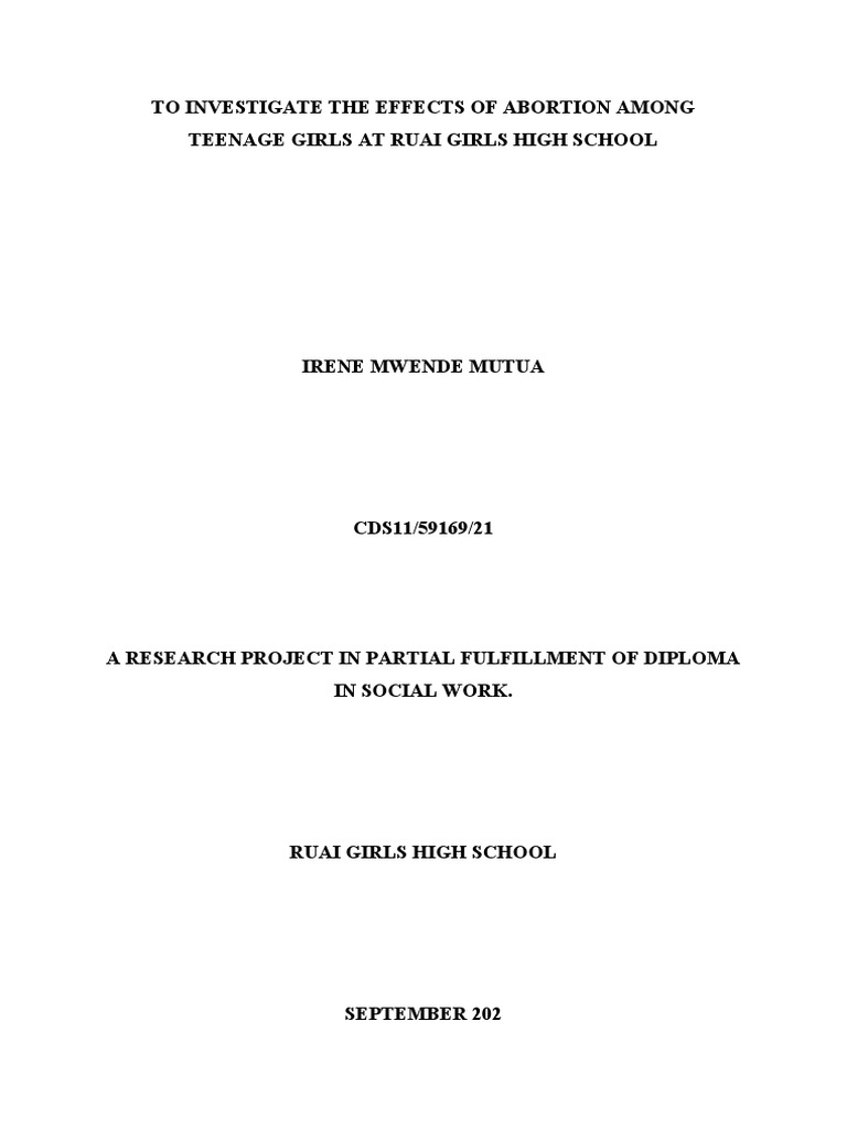 Effects of Abortion on Ruai Girls | PDF | Social History | Anti ...