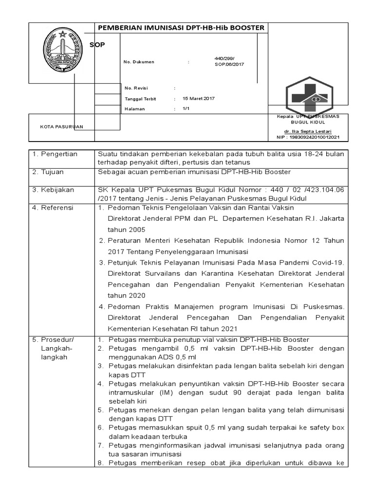 IMUNISASI DPT-HB-Hib BOOSTER | PDF
