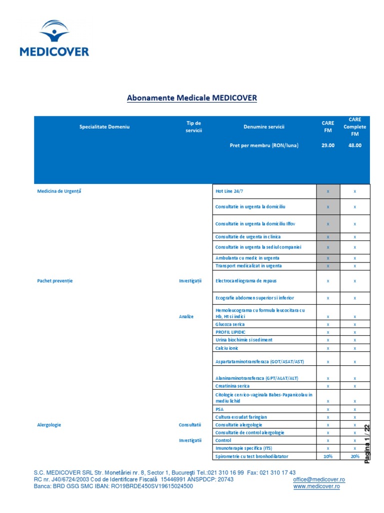 Medicover Medical Subscriptions Overview | PDF