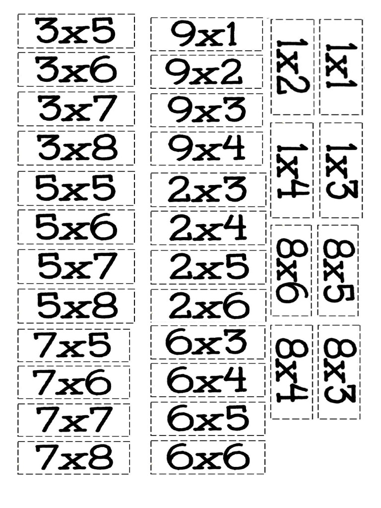 Multiplicaciones para Bingo | PDF