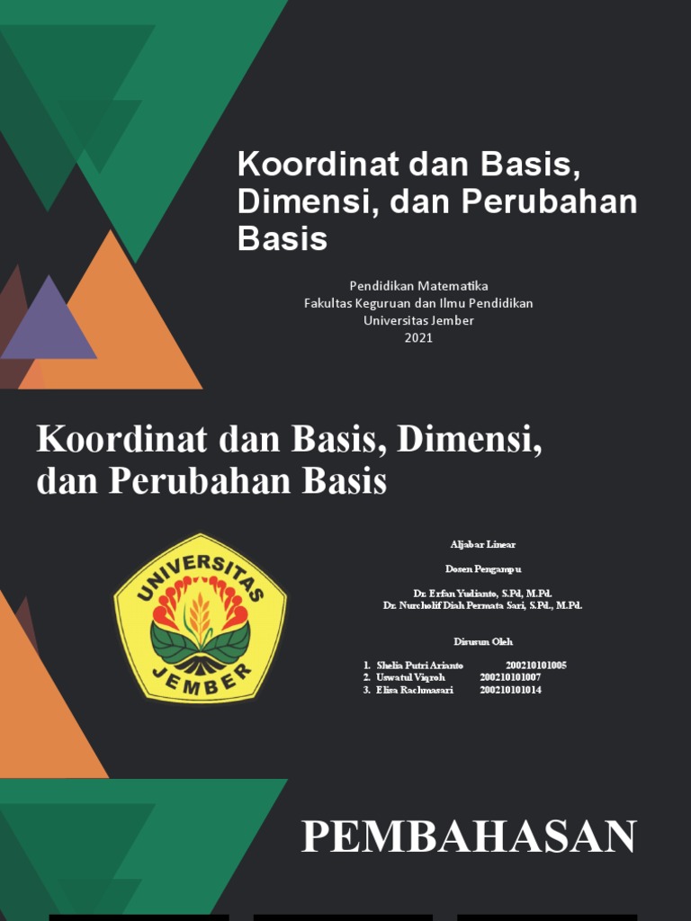 Koordinat, Basis, Dimensi, Dan Perubahan Basis | PDF