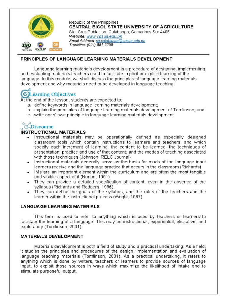 Principles of Language Learning Materials Development | PDF | Learning | Teachers