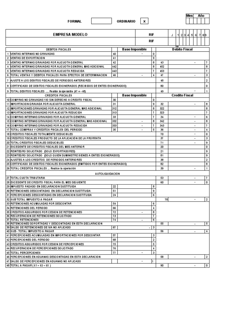 Iva Planilla Declaracion | PDF | Impuesto al valor agregado | Impuestos