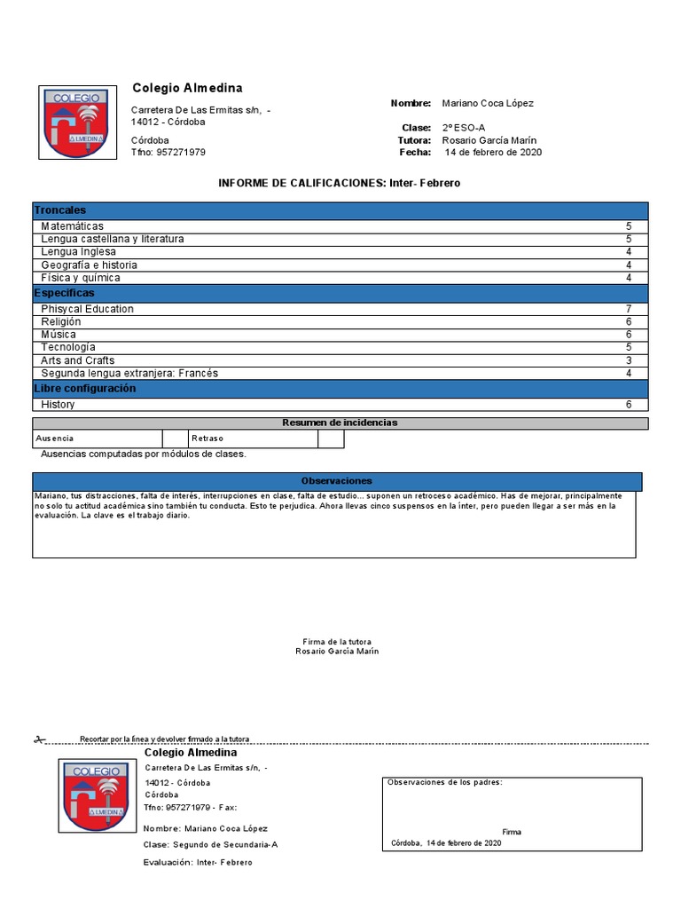 Bolet N Alm Evaluaciones Ausencias Justificadas 20200214 142753 | PDF