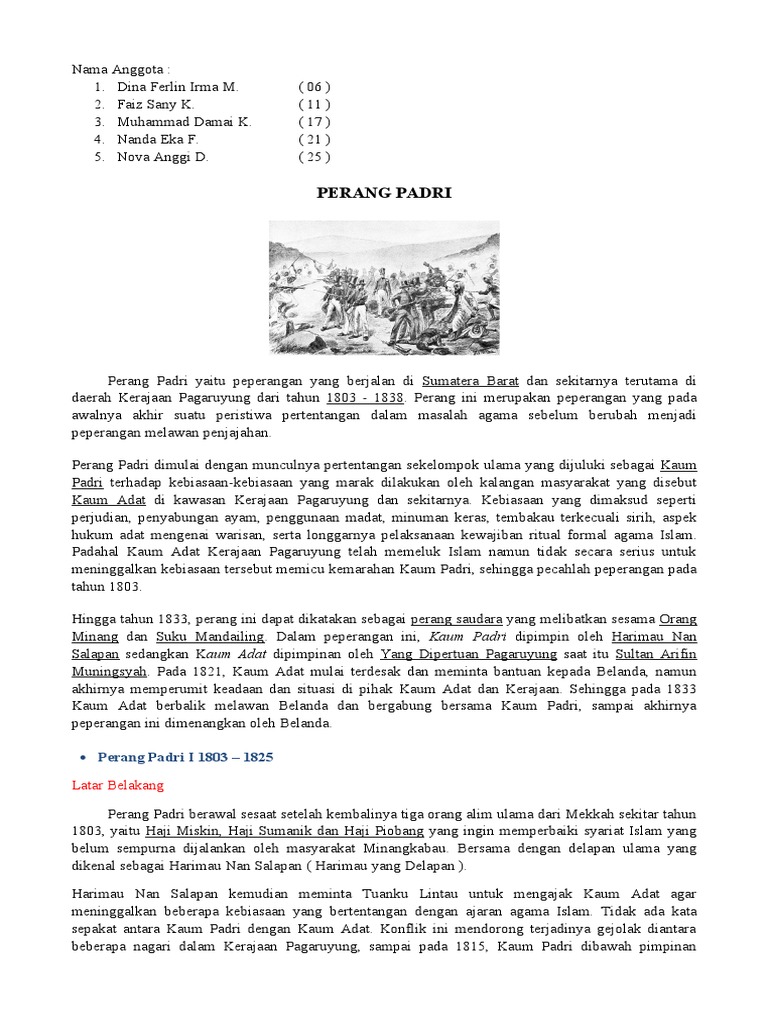 Sejarah dan Dampak Perang Padri | PDF