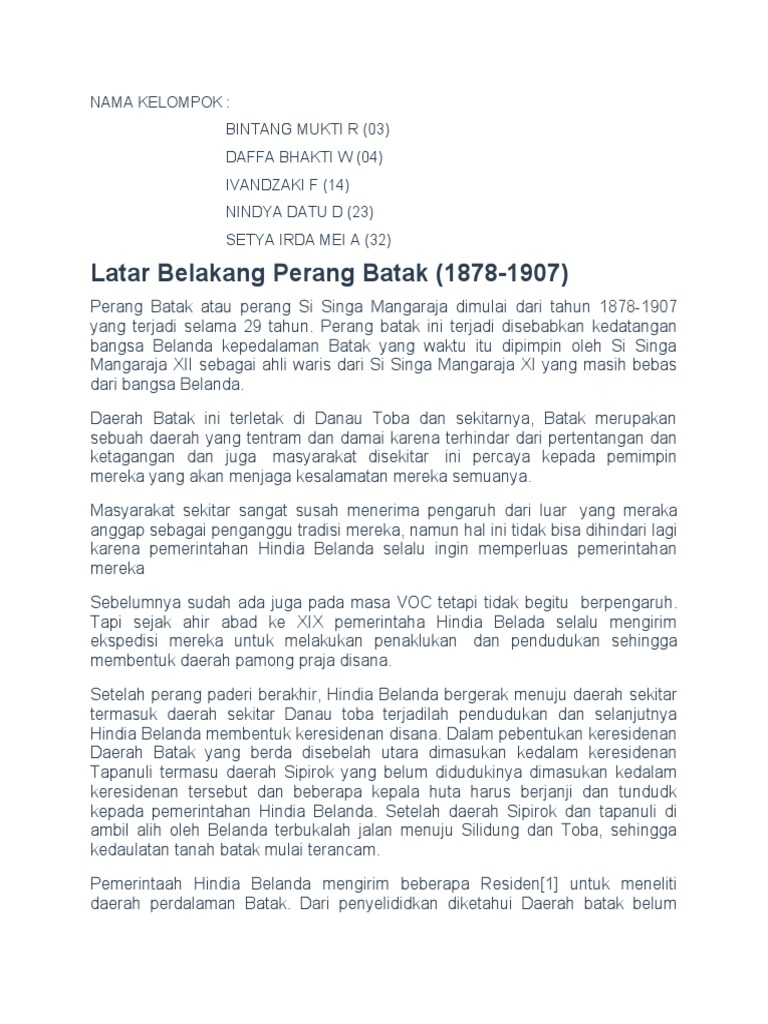 Sejarah (Perang Batak) | PDF