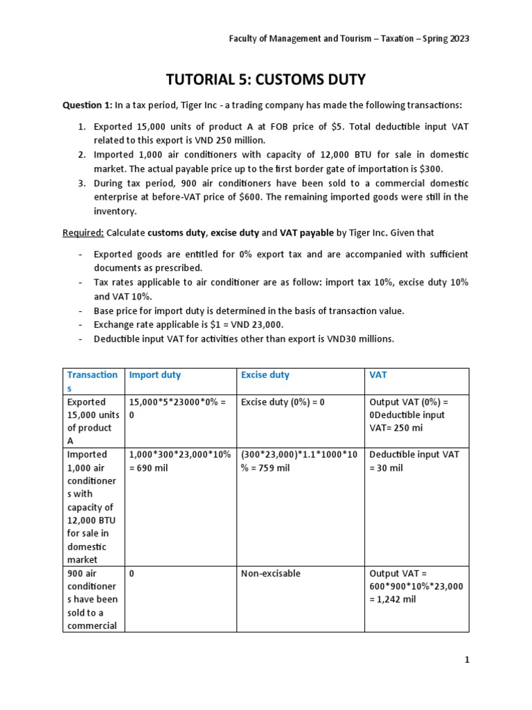Tutorial 5 | PDF | Value Added Tax | Taxes