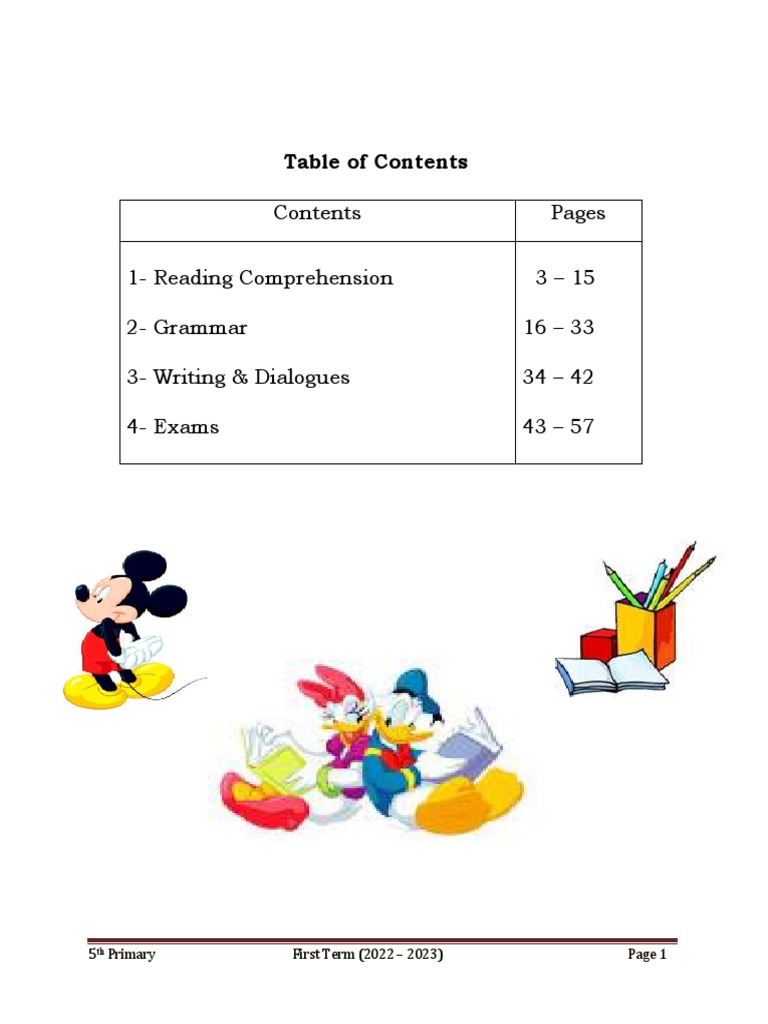 5th Primary First Term 2022-2023 | PDF | Ellipsis | Verb