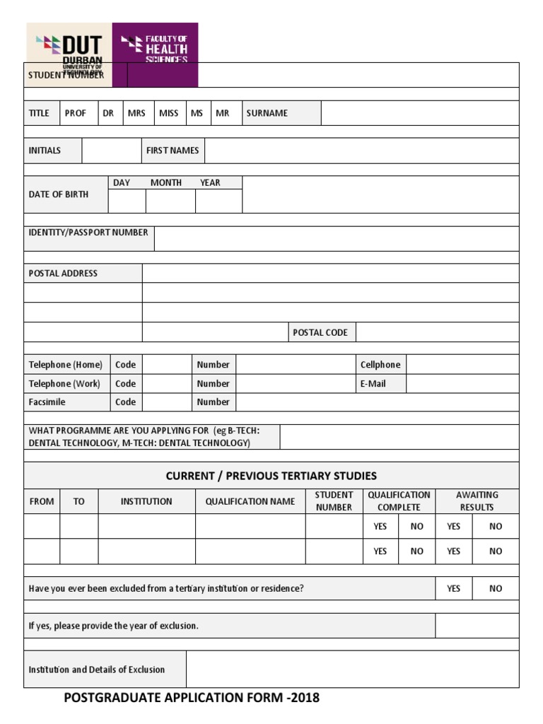 Postgraduate Application 2018 | Download Free PDF | Postgraduate ...