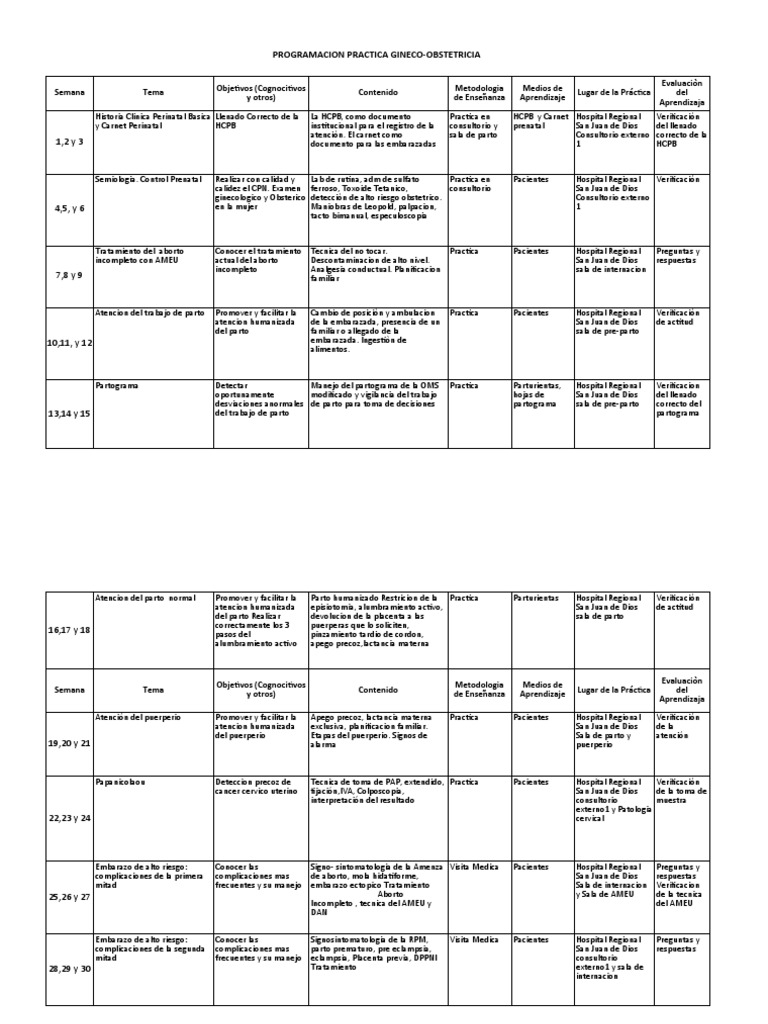 Programa Practica | PDF | Parto | El embarazo