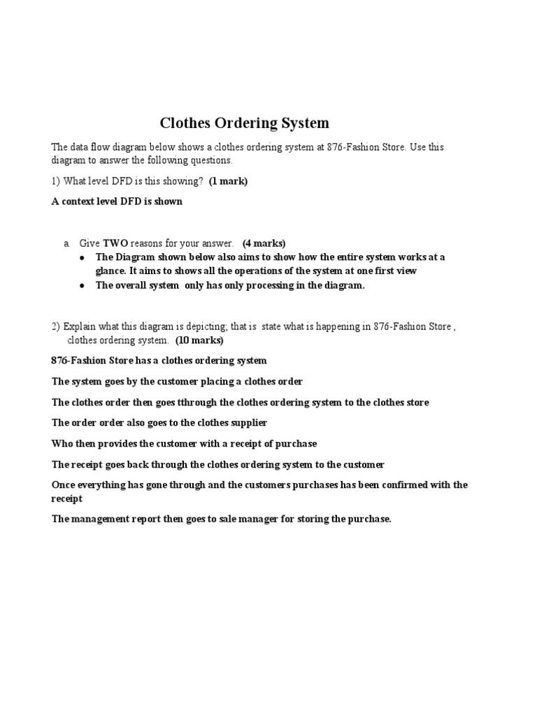 Clothes Ordering System DFD Overview | PDF