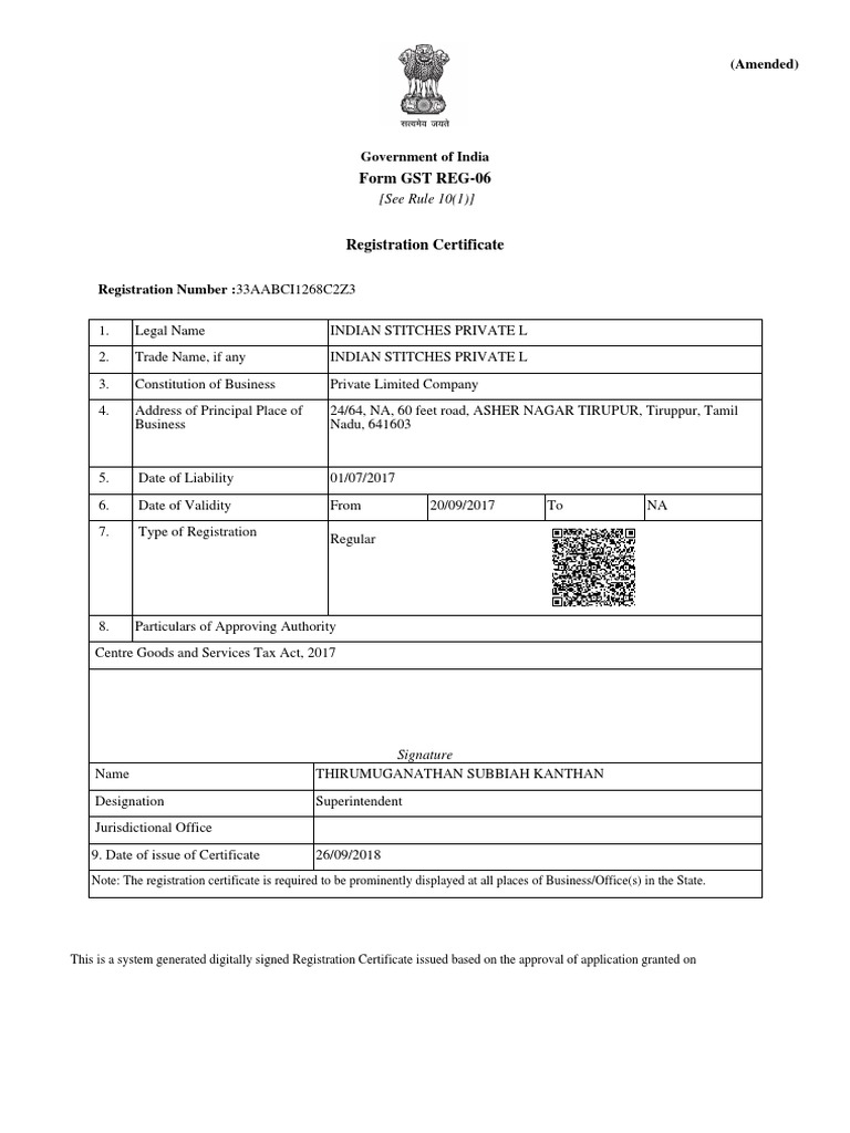 Ispl - GST Registration Certicate - With Garments | PDF | Business ...