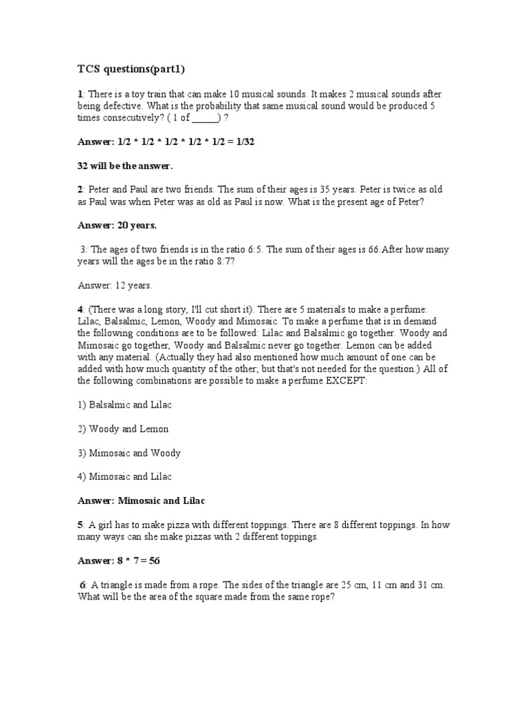 TCS Questions (Part1) | PDF | Speed | Sphere