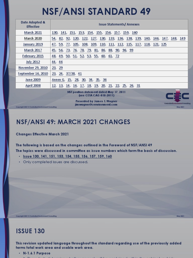 Summary of NSF ANSI 49 Changes Rev May 2021 | PDF