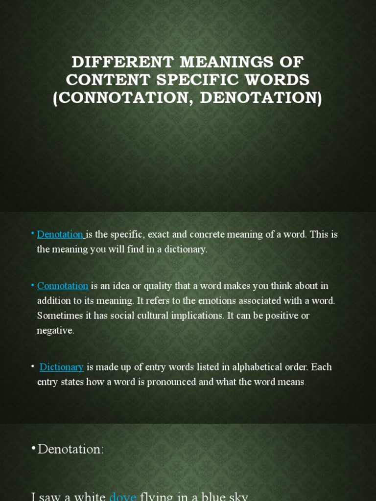 Denotation and Conotation | PDF | Grammar | Linguistics