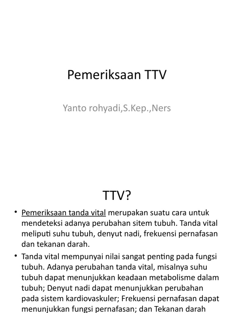 Pemeriksaan TTV: Yanto Rohyadi, S.Kep.,Ners | PDF