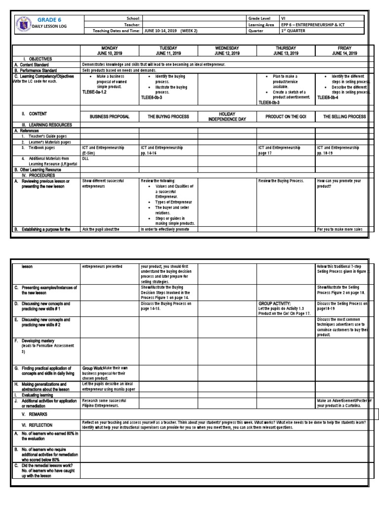 DLL Epp 6-Ict q1 Week 2 | PDF | Teaching | Communication