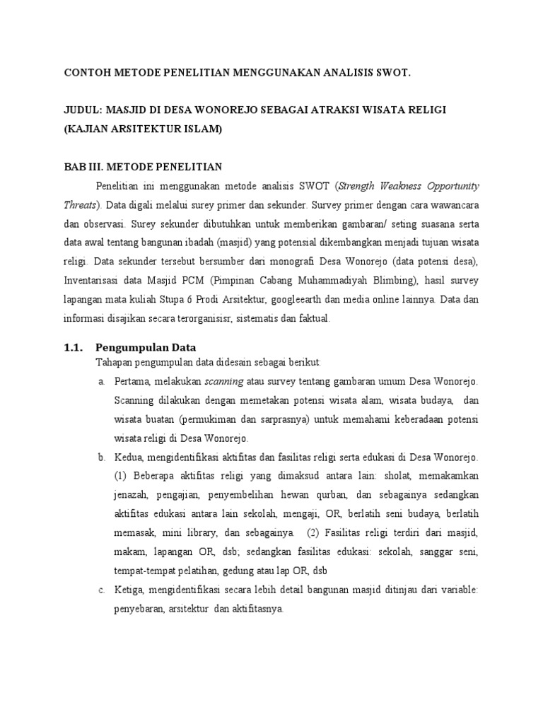 Contoh Metode SWOT | PDF