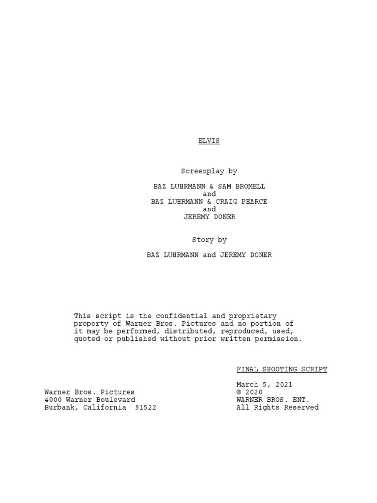 Elvis - Script | PDF | Elvis Presley