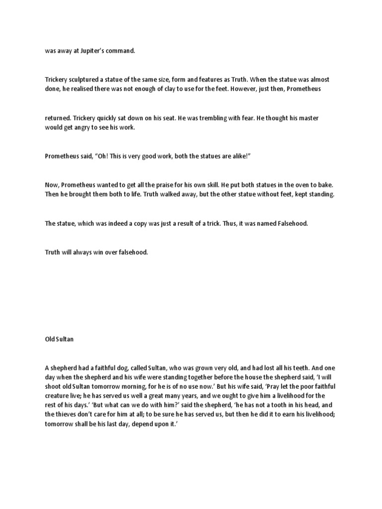 Short Stories (Old Sultan) | PDF