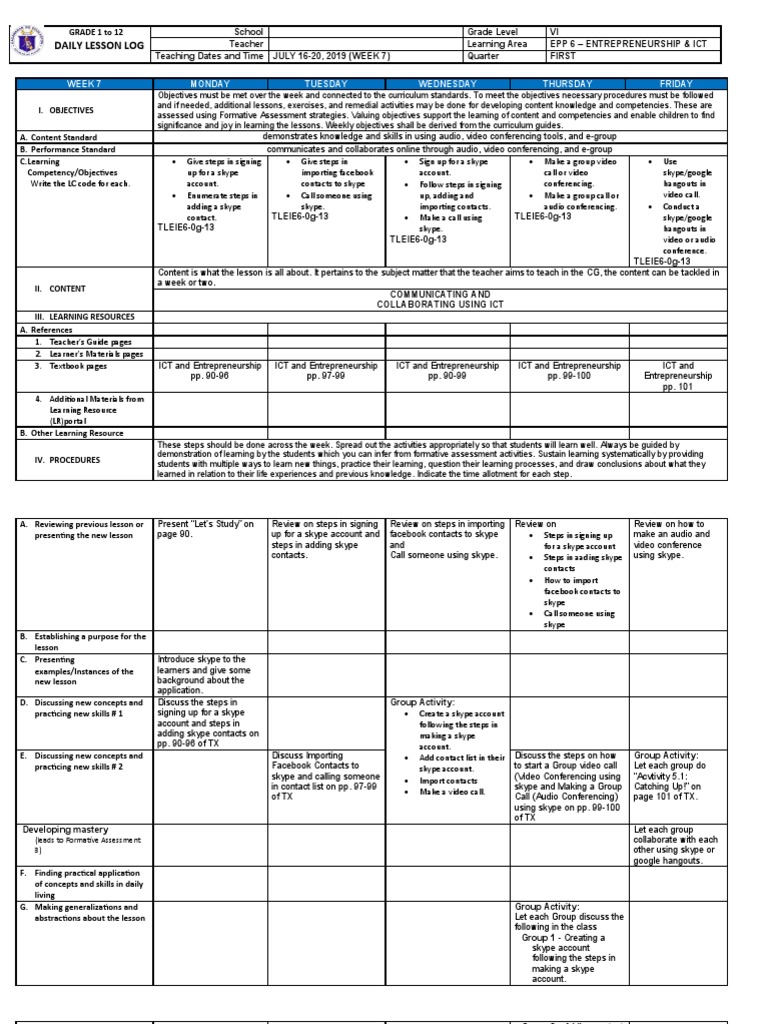 DLL Epp 6-Ict q1 Week 7 | PDF | Educational Technology | Learning