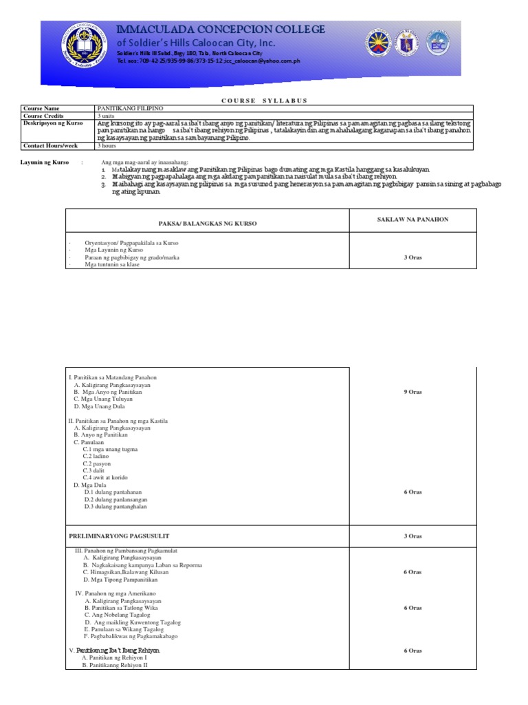 Fil 1 Syllabus | PDF