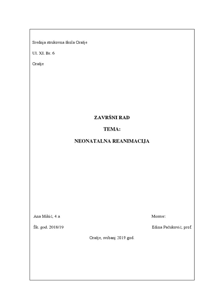 Neonatalna Reanimacija | PDF