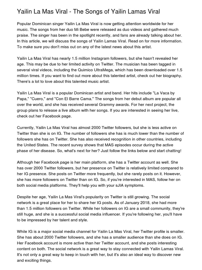 Yailin La Mas Viral: Music and Fame | PDF | Social Media | Popular ...