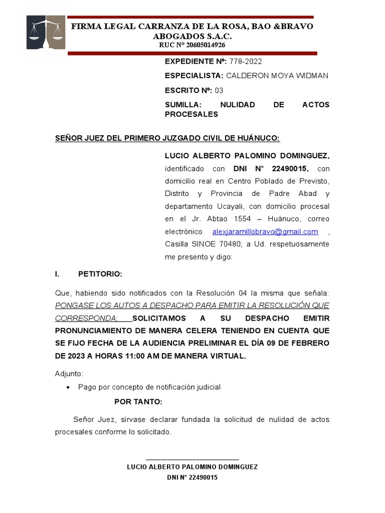 escrito solicitando respuesta | PDF