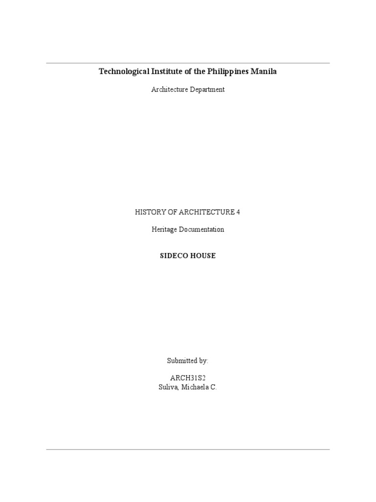 Sideco House (Heritage) - SULIVA, Michaela - ARCH31S2 | PDF | Philippines