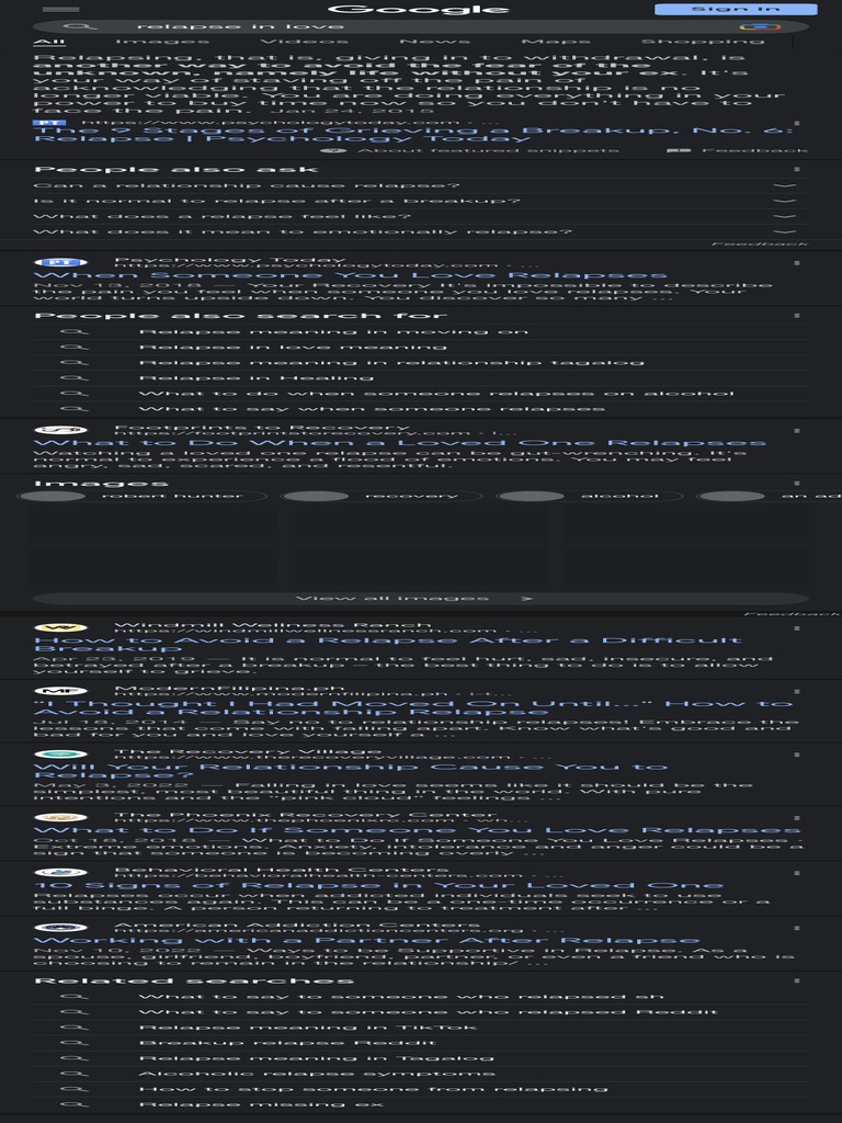 Relapse in Love - Google Search | PDF | Relapse | Abnormal Psychology