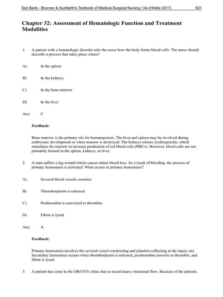 Test Bank Hema | PDF | Anemia | Red Blood Cell