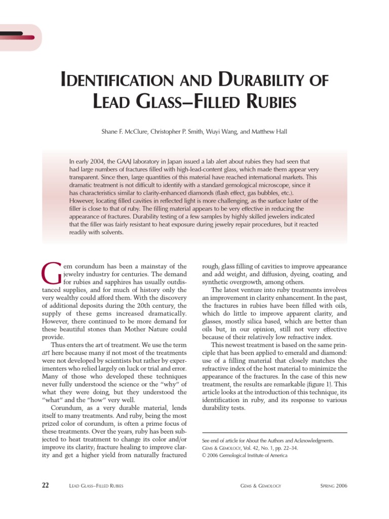 Identification and Durability of Lead Glass-Filled Rubies | PDF ...