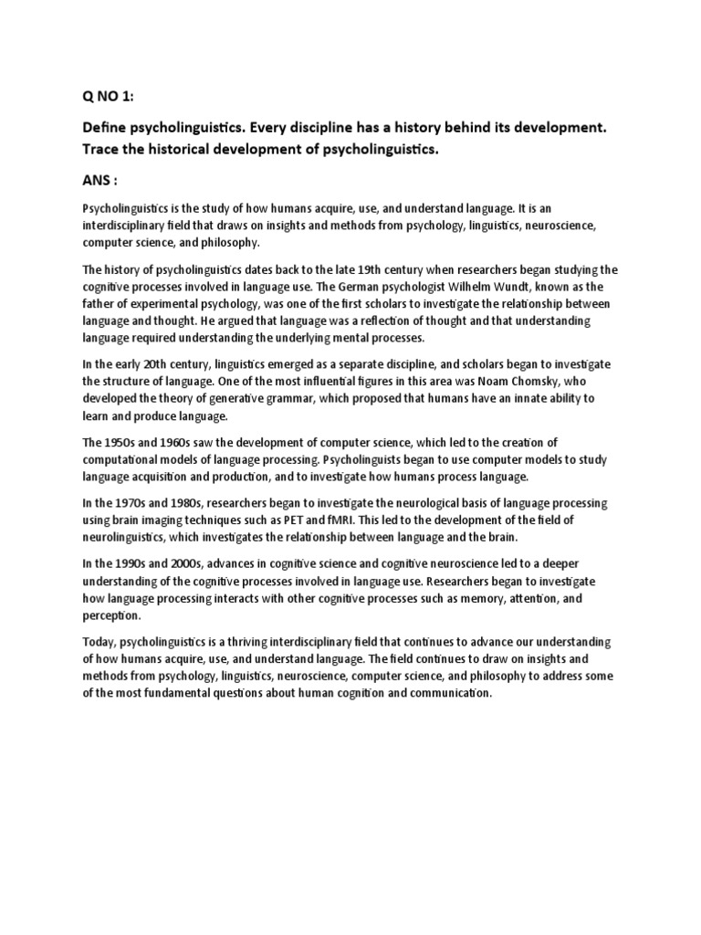 BASICS OF Psycholinguistics | PDF | Language Acquisition ...