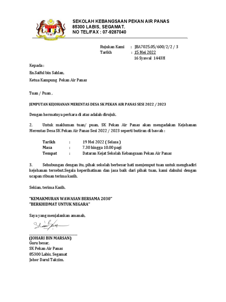 Surat Jemputan Vip Dan Perasmi | PDF