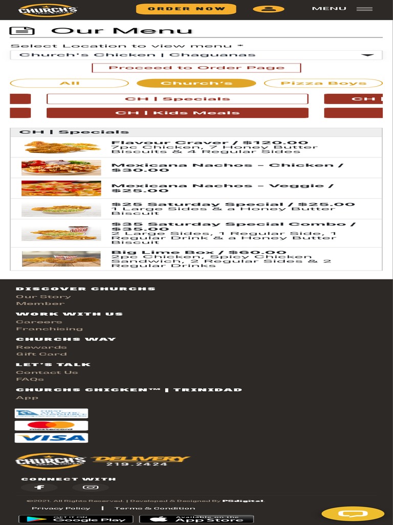 Menu - CHURCHS CHICKEN™ | PDF | Cooking, Food & Wine