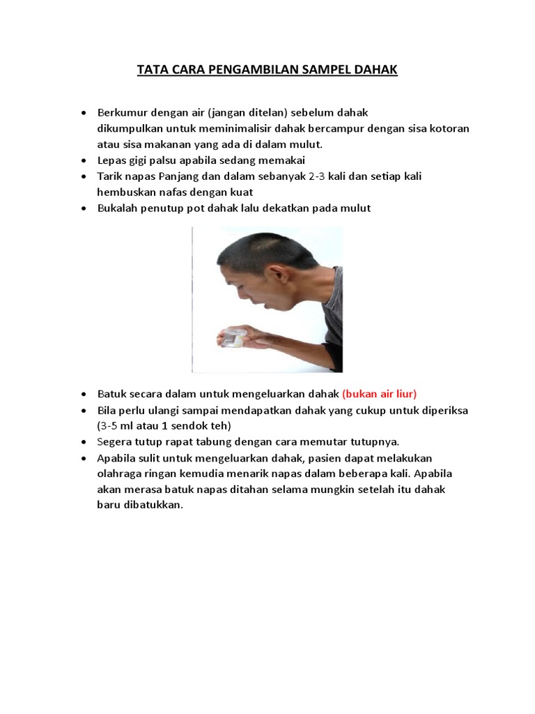 Tata Cara Pengambilan Sampel Dahak | PDF