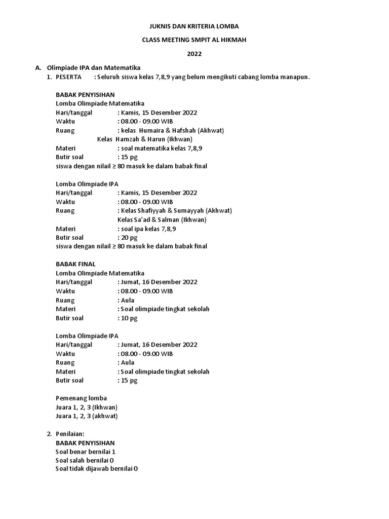 Juknis Dan Kriteria Lomba | PDF | Seni