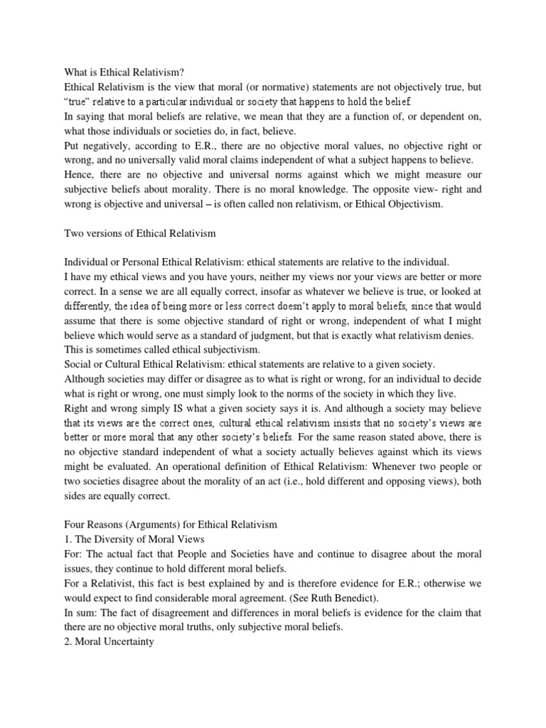 What Is Ethical Relativism | PDF | Relativism | Objectivity (Philosophy)
