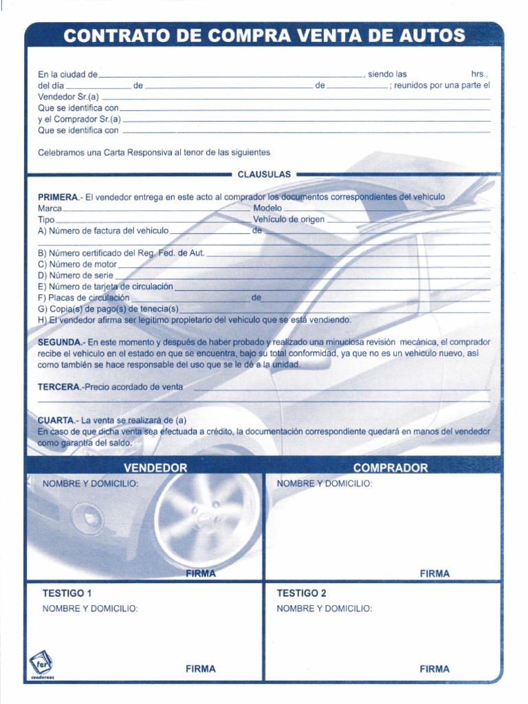 Contrato de Compra Venta de Autos | PDF