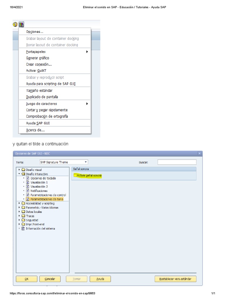 Silenciar Sonido en SAP | PDF