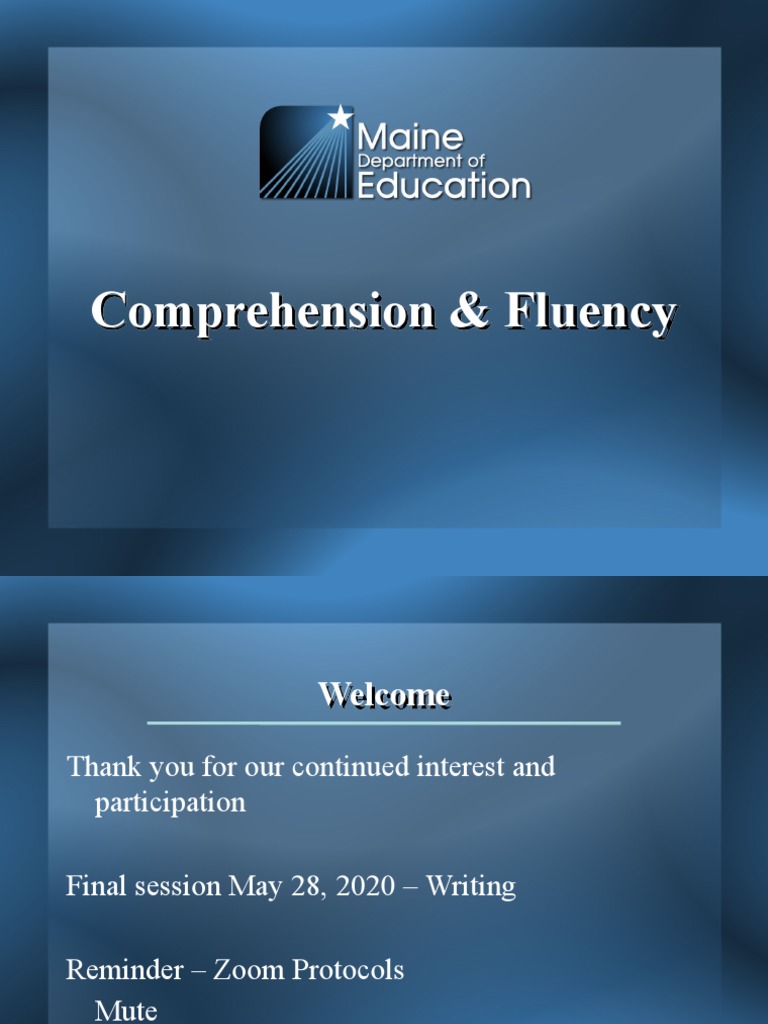 Comprehension and Fluency Slides | PDF